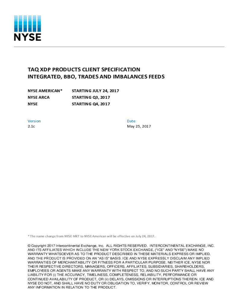 Fillable Online taq xdp products client specification integrated, bbo ...