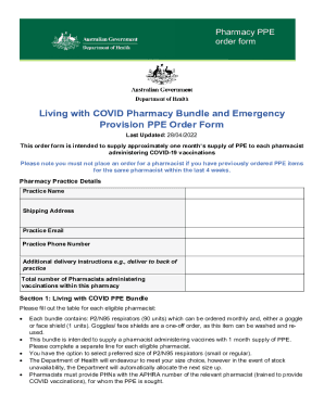 Fillable Online Fact Sheet: Completing new PPE Order Form (Pharmacy ...