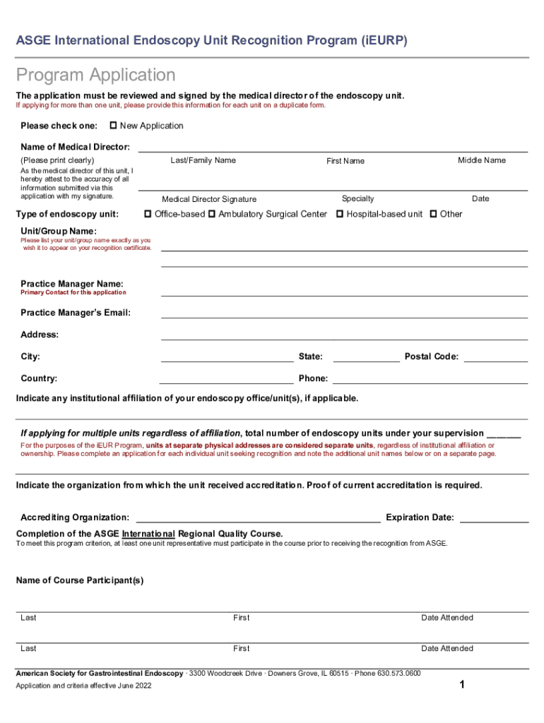 Fillable Online ASGE Recognizes 18 Endoscopy Units For Quality And ...