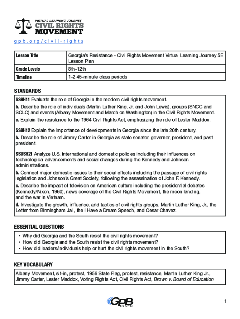 Fillable Online The Civil Rights Virtual Learning Journey Now Available ...