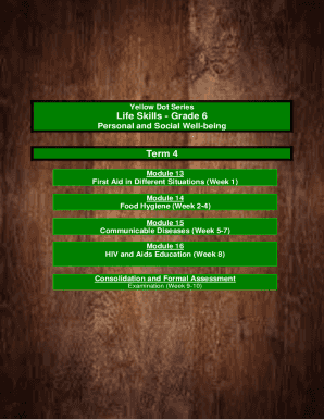 Fillable Online Yellow Dot Series Life Skills - Grade 6 Personal and ...