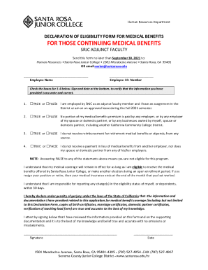 Fillable Online hr santarosa DECLARATION OF ELIGIBILITY FORM FOR ...