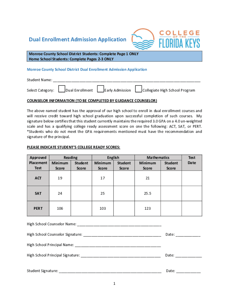 Fillable Online Dual Enrollment Admission Application Fax Email Print - pdfFiller