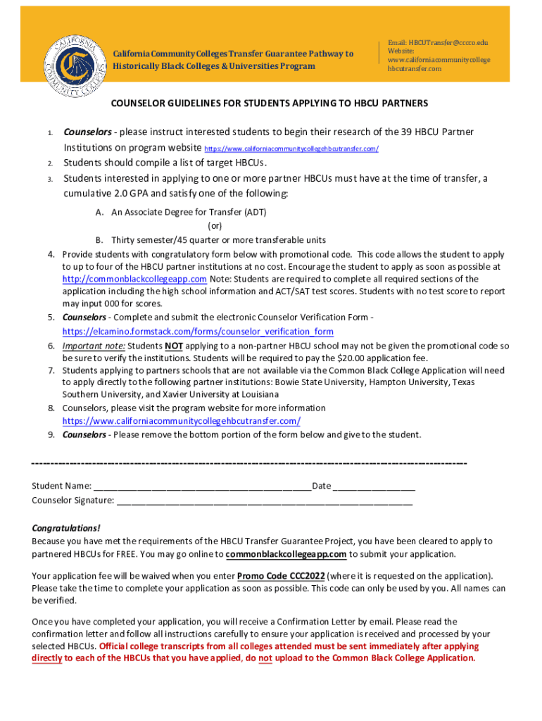 Fillable Online HBCU Transfer Agreement - Solano Community College Fax ...