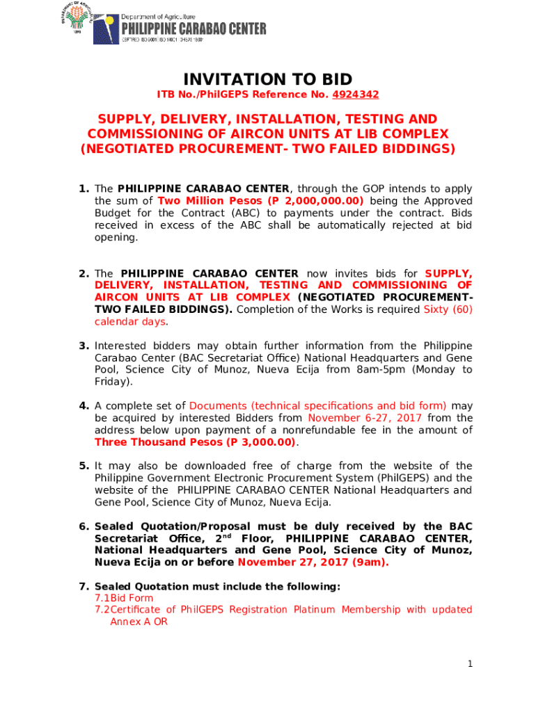 Invitation to Apply for Eligibility and to Bid - Sandiganbayan Doc Template | pdfFiller