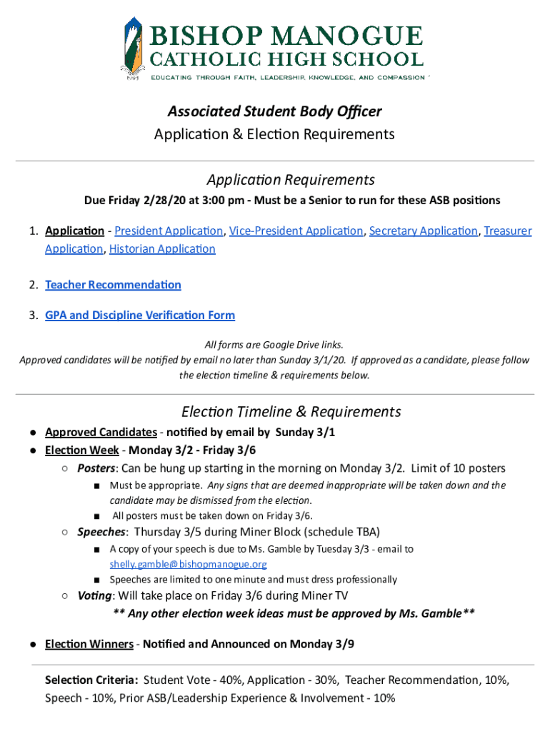 Fillable Online ASB Officer Application Packet - SharpSchool Fax Email ...