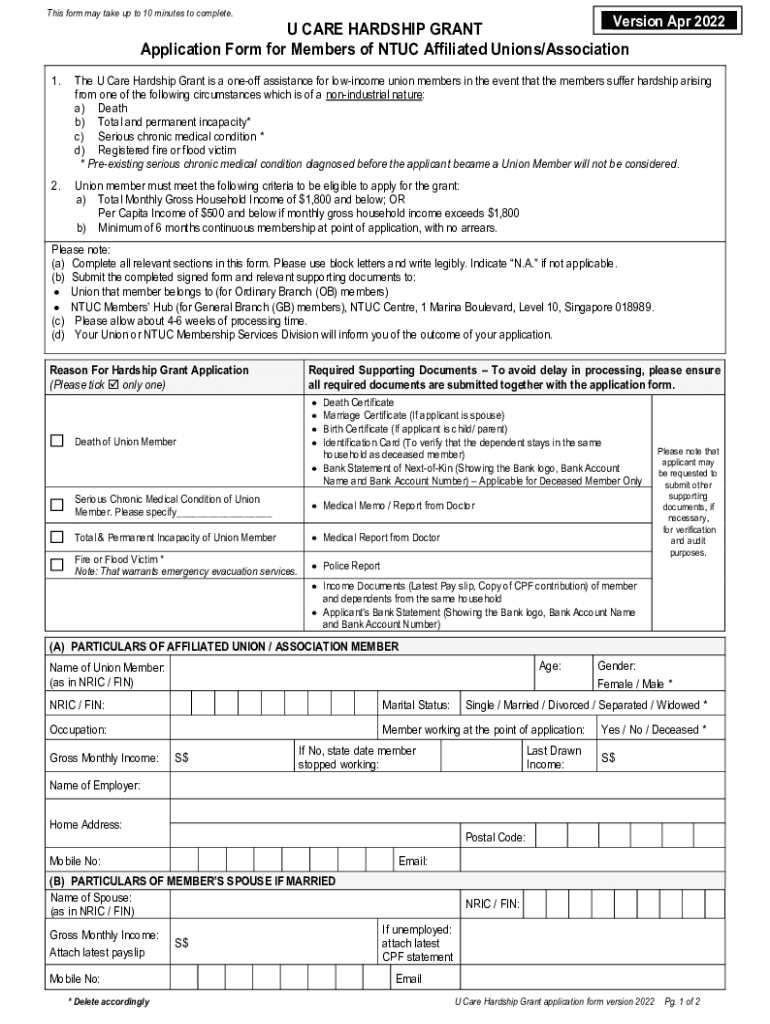 Fillable Online U Care Hardship Grant application form Fax Email Print ...