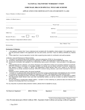Fillable Online application for dependant's death benefit claim - NTUC ...