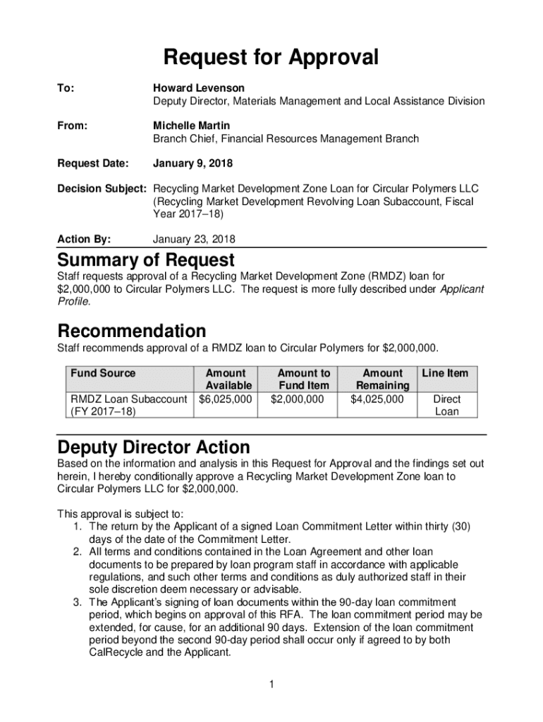 Fillable Online www2 calrecycle ca Request for Approval for the Recycling Market Development ...