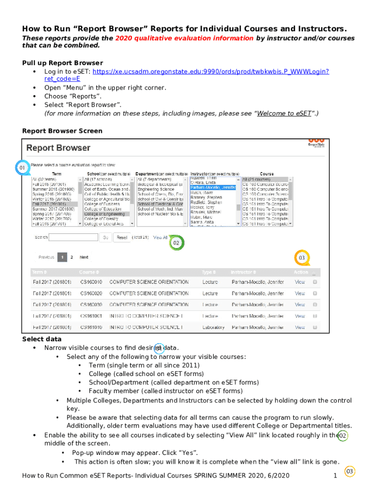 How to Run Report Browser Reports for Individual Courses ... Doc ...
