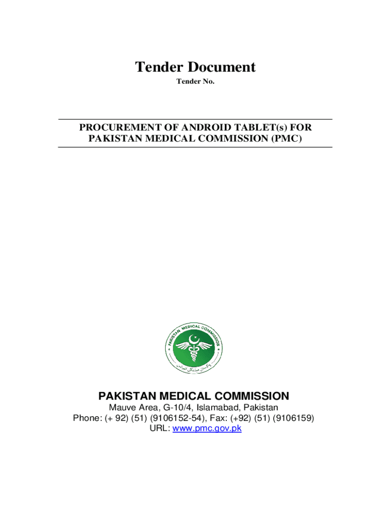 Fillable Online Tender Document (for tablets) - PMC Fax Email Print ...