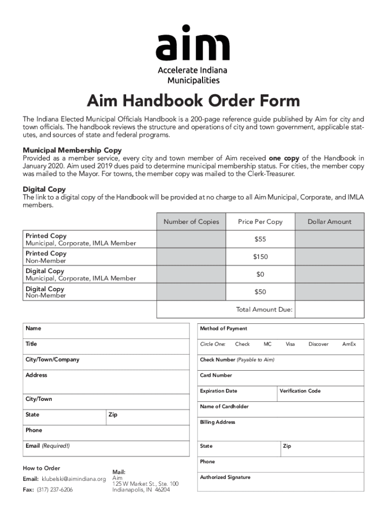 Fillable Online Aim Handbook Order Form - Accelerate Indiana ...