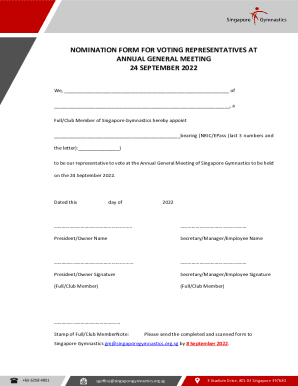 Fillable Online nomination form for voting representatives at annual ...