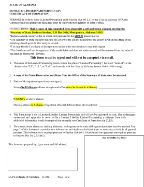 Fillable Online Domestic Limited Partnership (LP) Certificate of ...