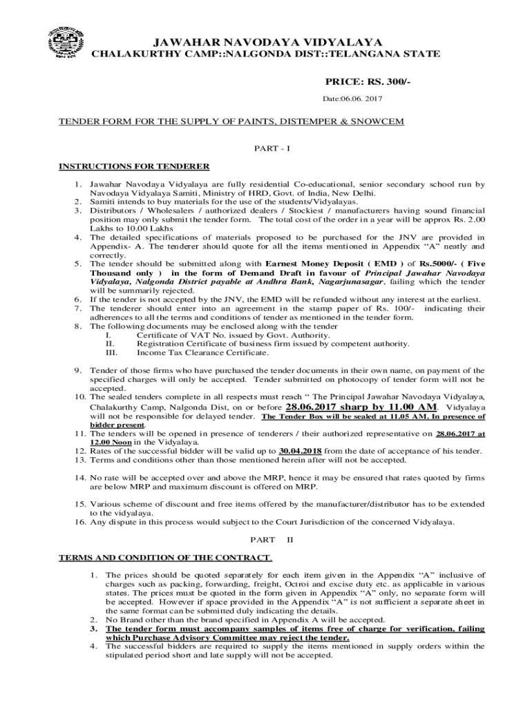 Fillable Online Jawahar Navodaya Vidyalaya Chalakurthy Camp(JNVCC) Fax ...