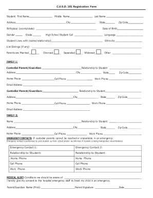 Fillable Online CUSD 201 Registration Form Fax Email Print - pdfFiller