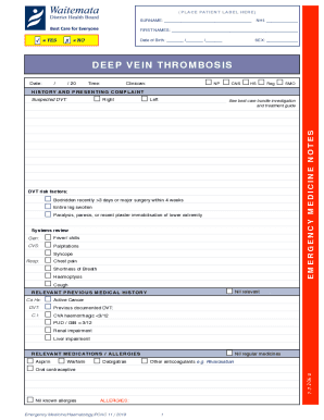 Fillable Online DVT Clinical Notes 11 Fax Email Print - pdfFiller