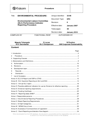 Fillable Online Environmental Liaison Committee (ELC) Performance ...