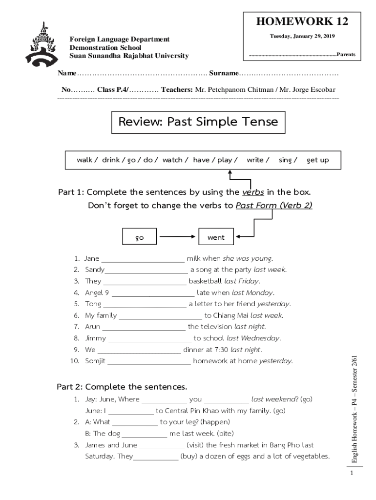 Fillable Online Review: Past Simple Tense Fax Email Print - pdfFiller
