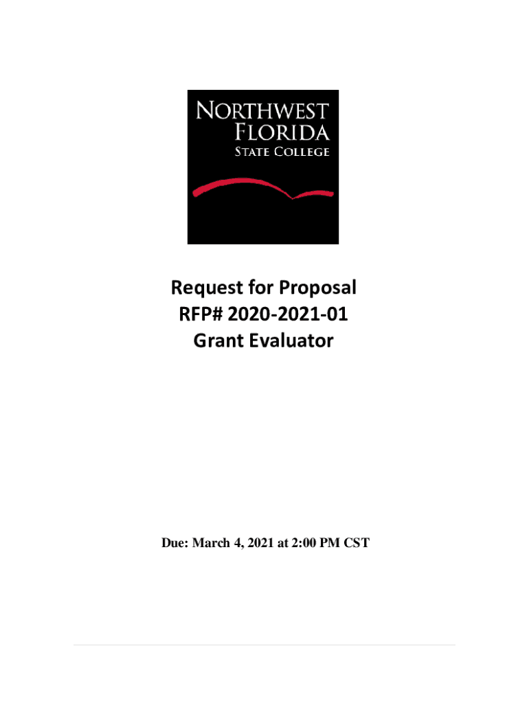 Fillable Online Request for Proposal RFP# 2020-2021-01 Grant Evaluator ...