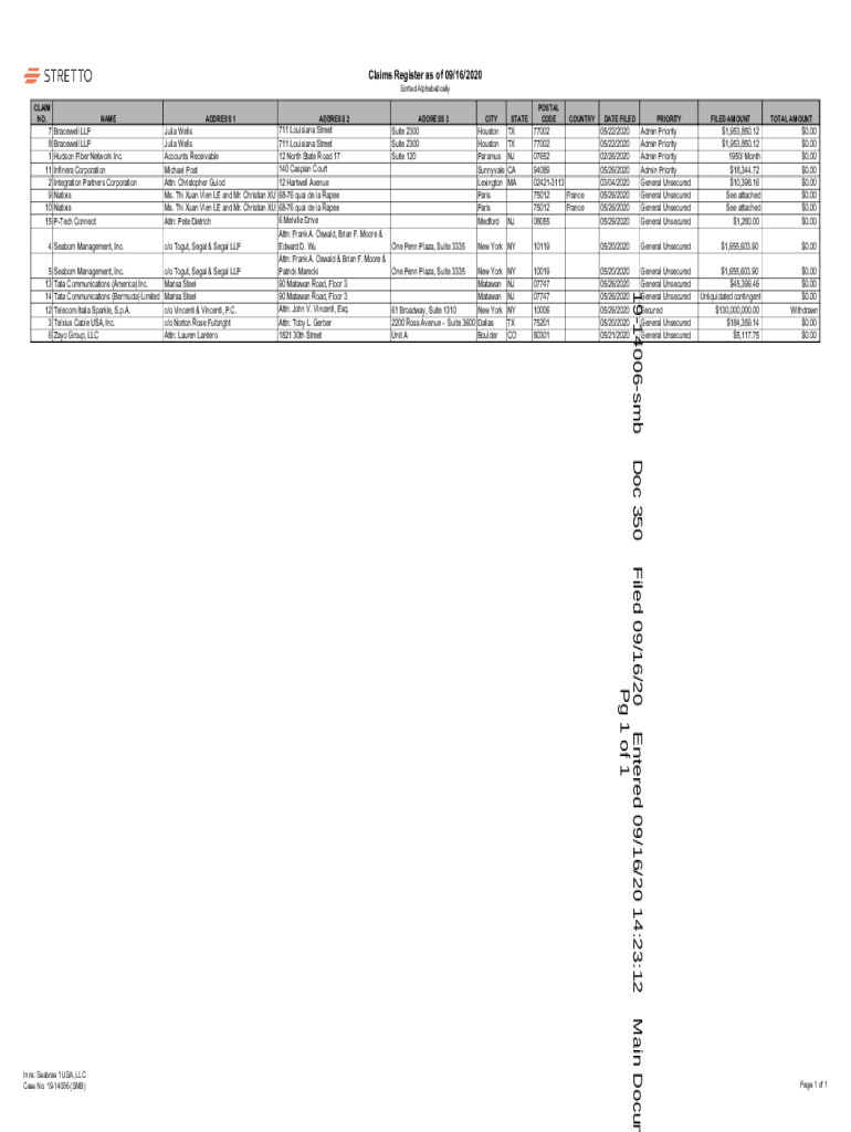 Fillable Online Seabas Final Claims Register 9.16.2020.xlsx Fax Email ...