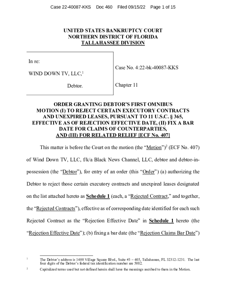 Fillable Online WIND DOWN TV, LLC,1 Debtor. Case No. 4:2 - Stretto Fax Email Print - pdfFiller