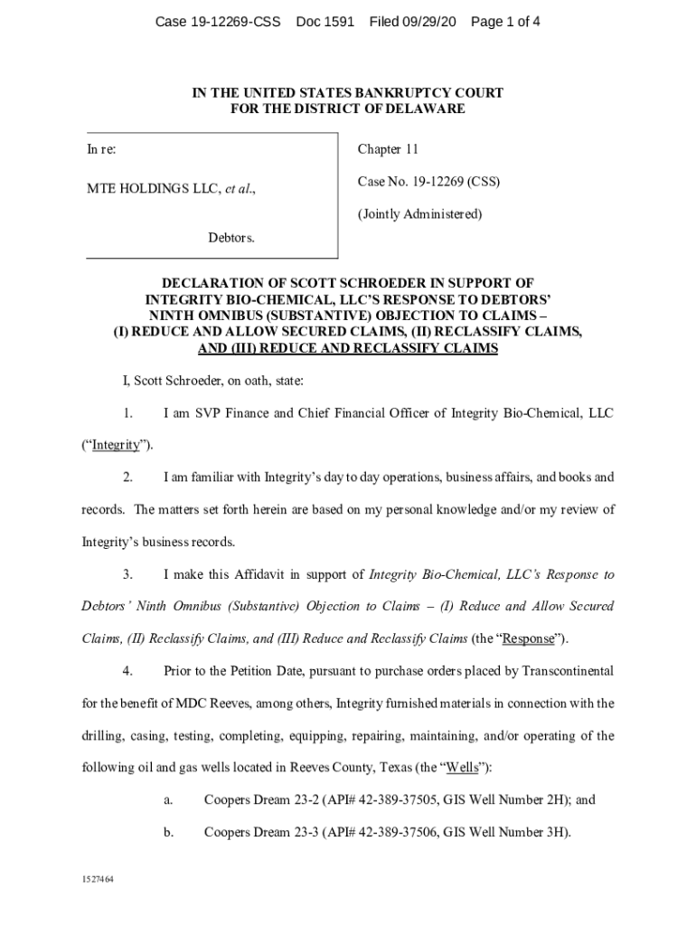 Fillable Online Affidavit in Support of Response to Ninth Omnibus Claim ...