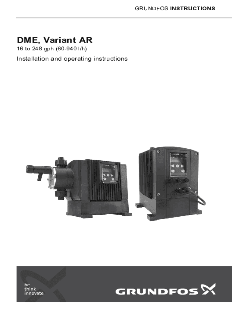 Fillable Online DME, Variant AR and AP (60-940 l/h) - Grundfos Fax ...
