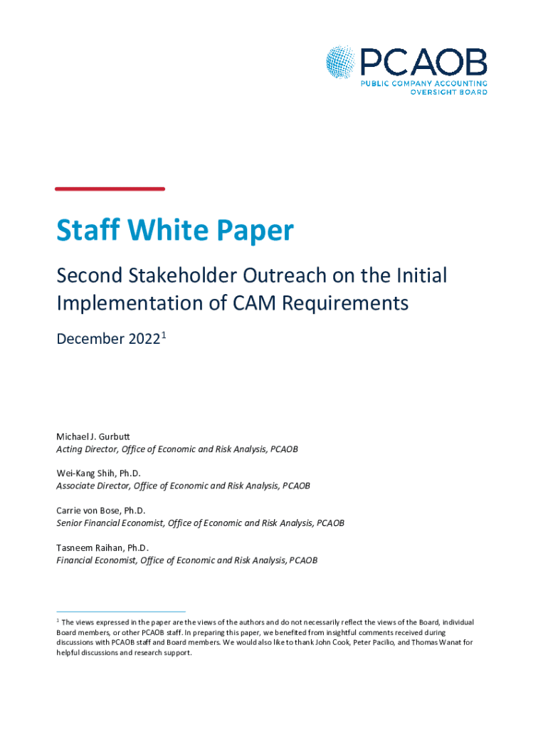 Fillable Online Staff White Paper - Second Stakeholder Outreach on the ...