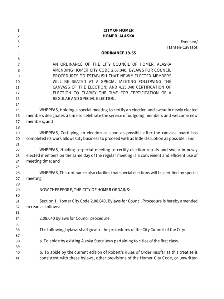 Fillable Online ORDINANCE 19-55 Fax Email Print - pdfFiller