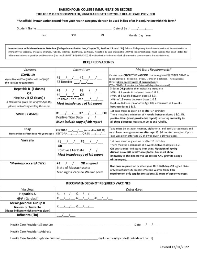 Fillable Online For Incoming StudentsHealth Forms - Dickinson College Fax Email Print - pdfFiller