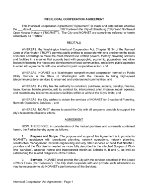 Fillable Online Interlocal Cooperation Act Agreement - Page 1 - AWS Fax Email Print - pdfFiller