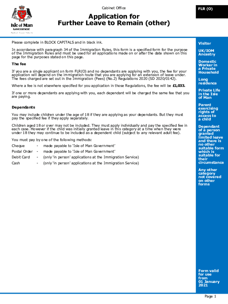 Fillable Online Application for indefinite leave to remain as the ...