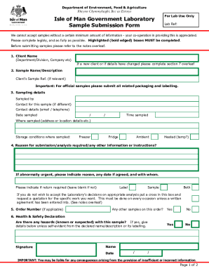 Fillable Online Isle of Man Government Laboratory Sample Submission ...