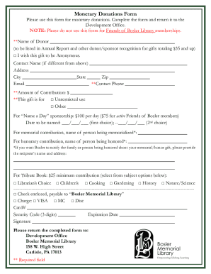 Fillable Online Monetary Donations Form Fax Email Print - pdfFiller