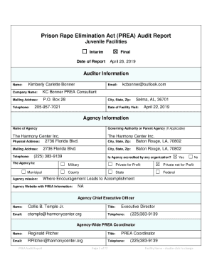 Fillable Online ojj la PREA Annual Reports and Audits - Division of ...