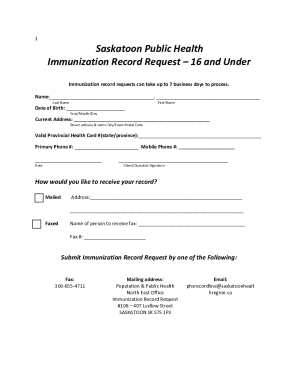 Fillable Online Request for Immunization Record from Public Health Fax ...