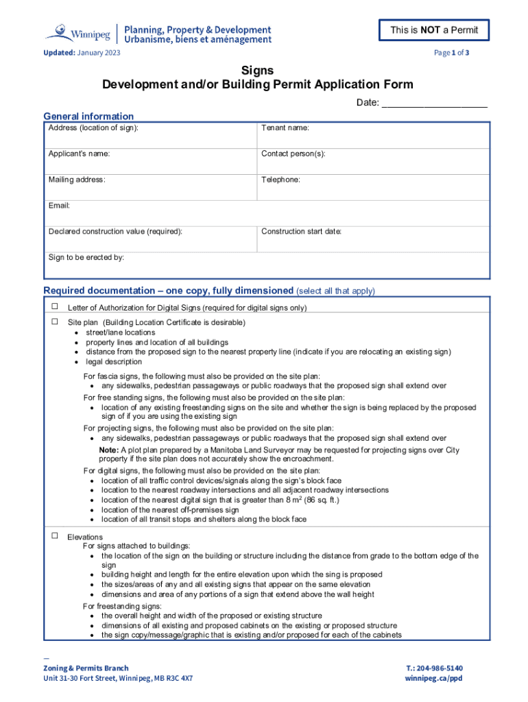 Fillable Online Signs - Development and/or Building Permit Application ...