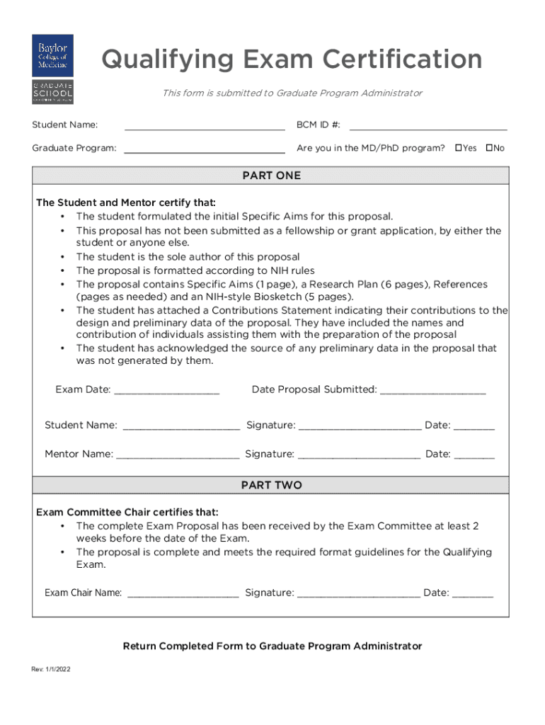Fillable Online Qualifying Exam Reporting Form Fax Email Print - pdfFiller
