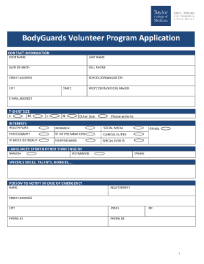Fillable Online Volunteer Application Checklist - Siteman Cancer Center ...