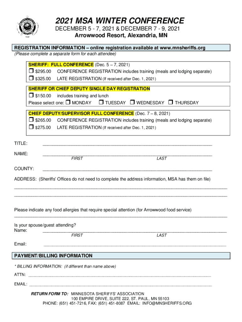 Fillable Online MSA 2021 Franchise Disclosure Compliance Calendar Fax ...