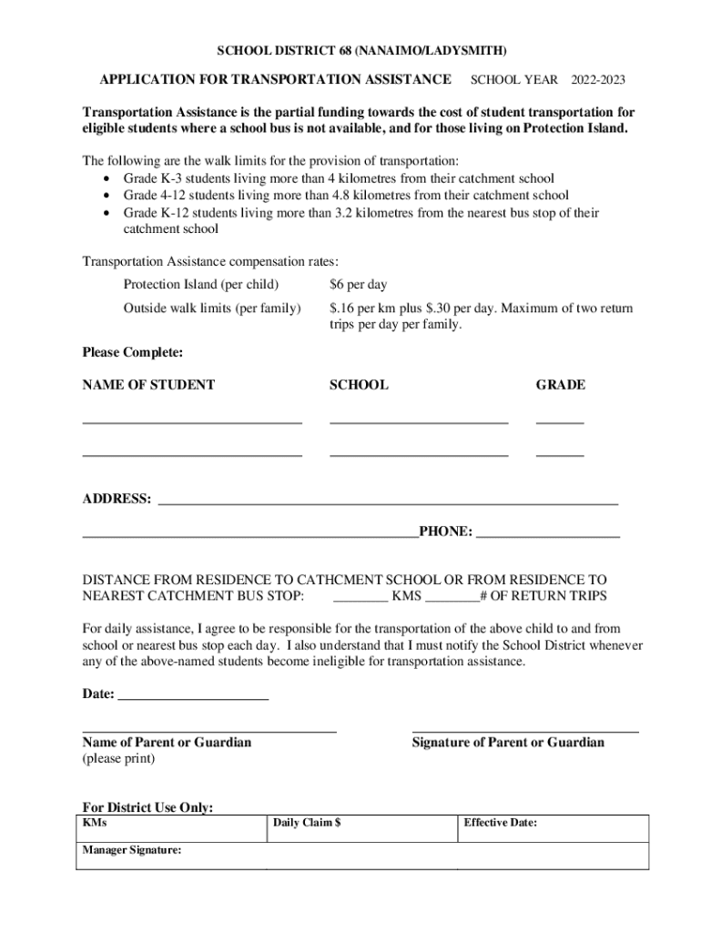 Fillable Online Transportation Assistance Allowance Form Fax Email ...