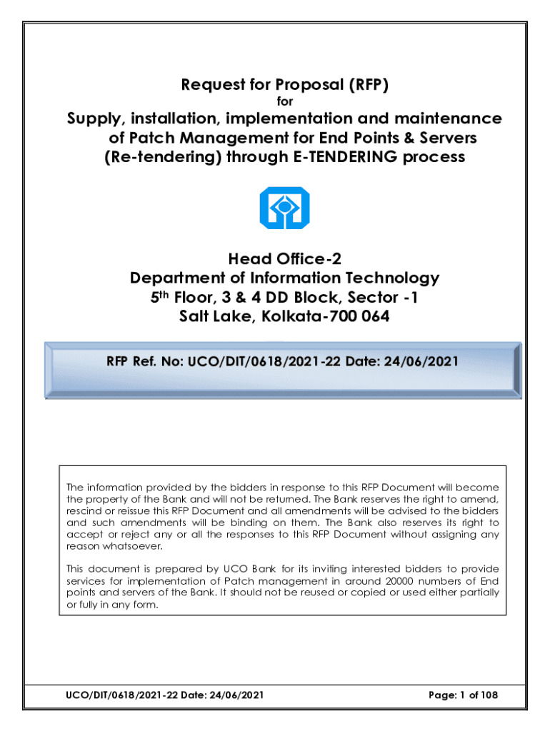 Fillable Online Request For Proposal Rfp For Supply Installation ...