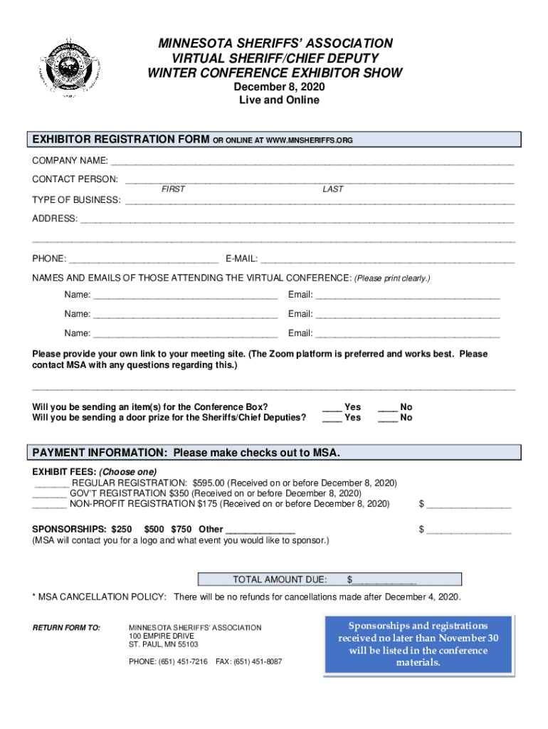 Fillable Online NSA Annual ConferenceNational Sheriffs' Association ...