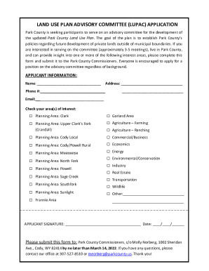 Fillable Online Park County Seeks Locals to Form Land Use Plan ...