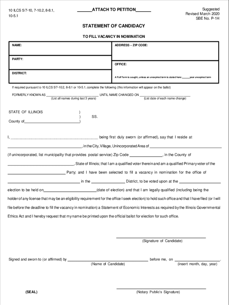 Fillable Online Notice of Appointment to Fill Vacancy in Nomination P ...