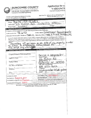 Fillable Online APPLICATION FOR A VARIANCE FROM THE LAND ... Fax Email ...