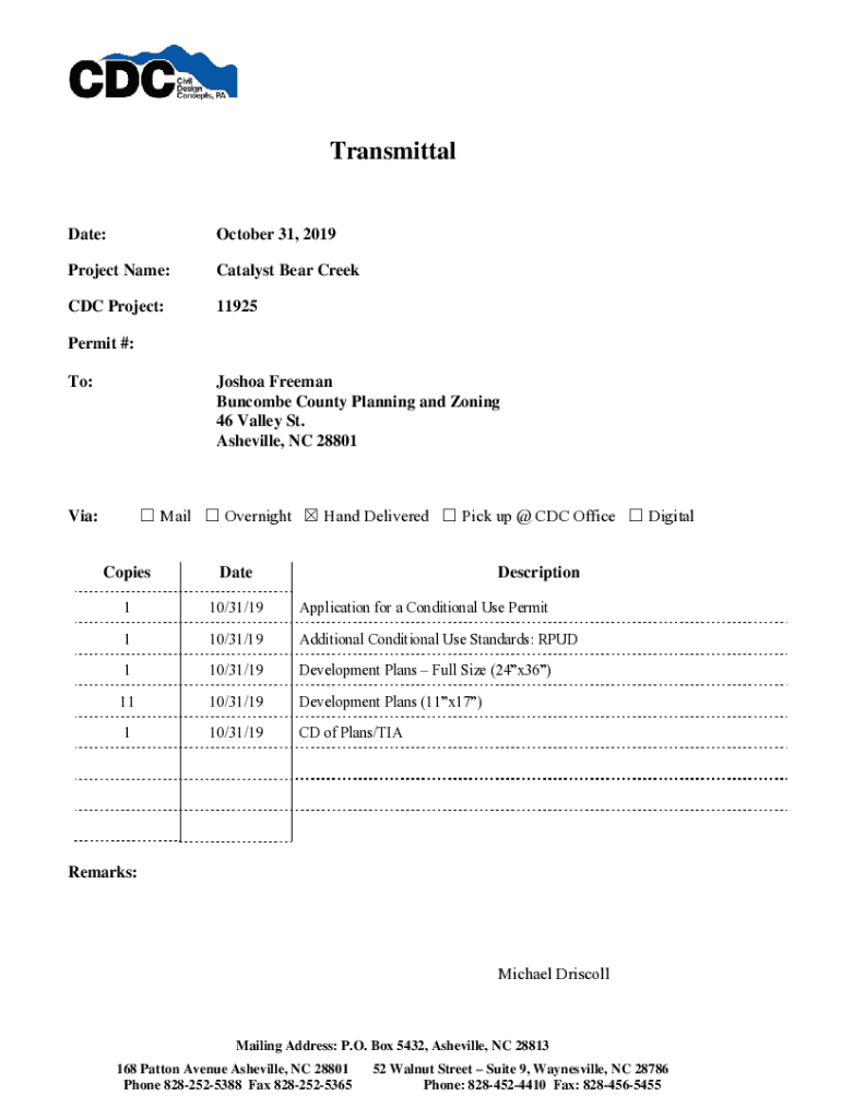 Fillable Online Transmittal - Buncombe County Government Fax Email ...