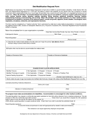 Fillable Online Diet Modification Form.pdf Fax Email Print - pdfFiller