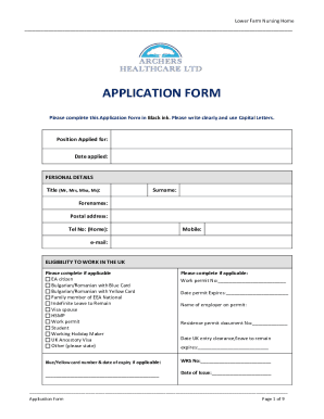 Fillable Online carers application form - Accolade Care Services Fax ...